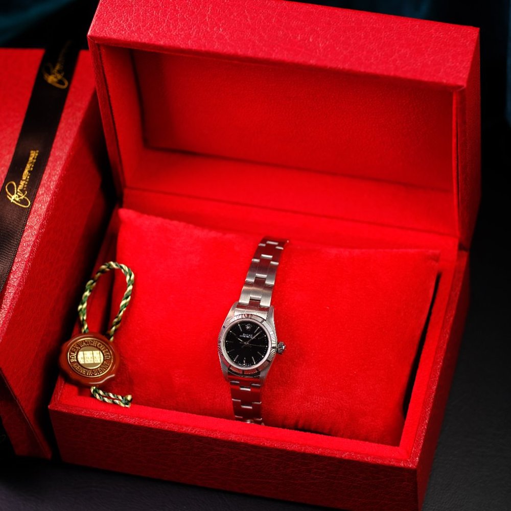 Rolex Oyster Perpetual Black Index Watch 25mm - Gem